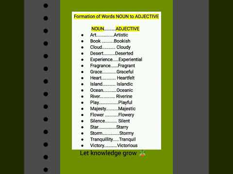 Word Formation||English Grammar||Noun to Adjective||Vocabulary||Spoken English #youtube