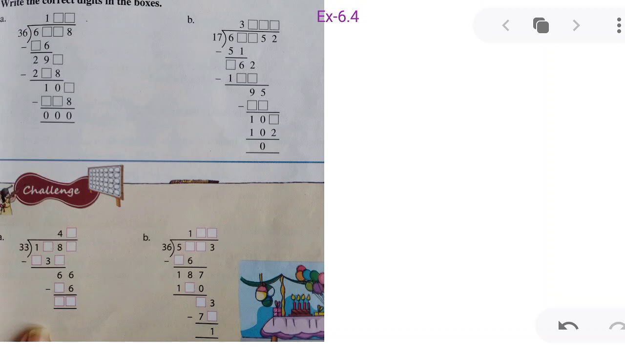 missing digits in Division, GRADE-4
