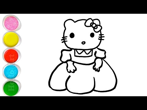Cute Hello Kitty Drawing, Painting and Coloring For Kids and Toddlers_ Step by Step Drawing
