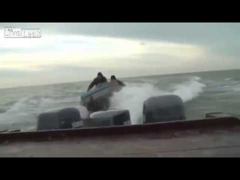 Sturgeon Caviar Poachers Ram Kazachstan DNR Boat And Get Shot For Being Idiots