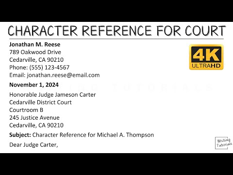 How To Write Character Reference Letter for Court with Sample and Explanation | Writing Tutorials