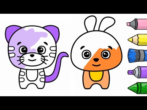 Animals Coloring Pages - Learn how to Paint and Draw Cute Animals