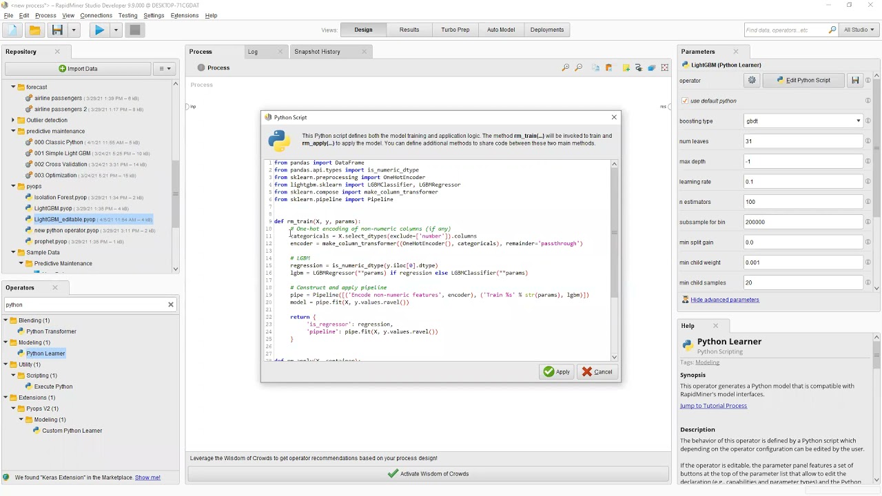 RapidMiner 9.9 and Python