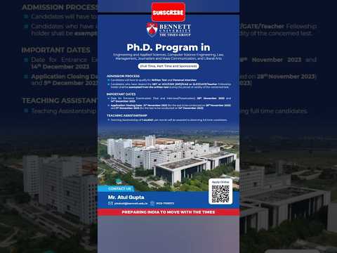 ๐ฅณBennett University PhD Admission Update #shorts #shortsfeed #bennettuniversity #phdadmission2023