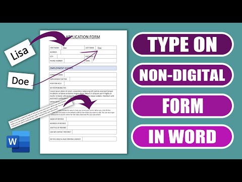 How to insert text into a Form (non digital form) in WORD | Fillable form