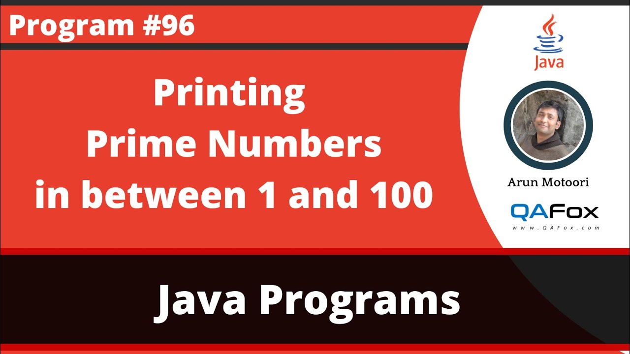 Java program to print all the prime numbers between 1 and 100