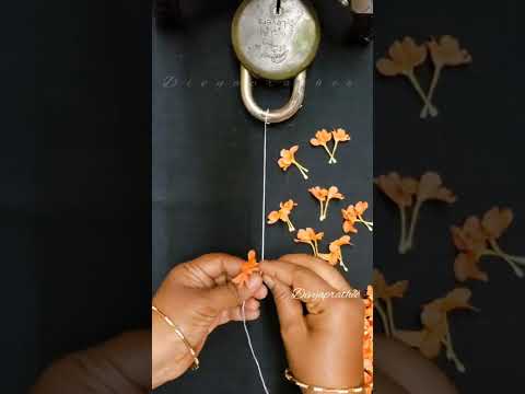 DIY easy flower Garland/#Firecracker #Crossandra #traditional #veni #Gajra #easy #quickcraft #diy