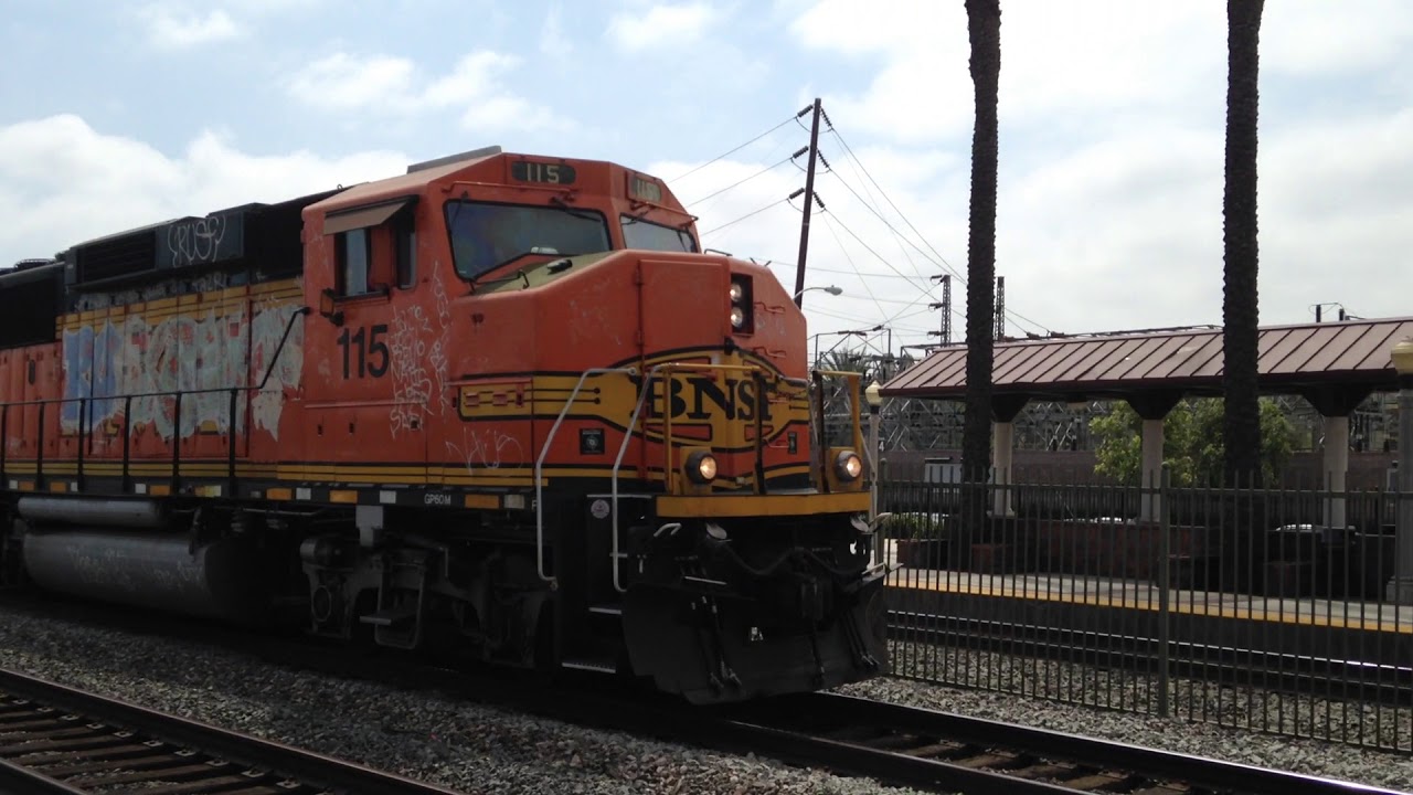 BNSF 115 leads a local with ATSF GP60M 191 and Caboose in Fullerton, CA