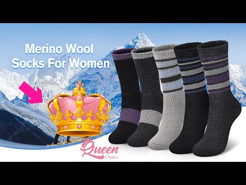 5 Pairs Merino Wool Socks for Women Winter Thick Warm Hiking Socks