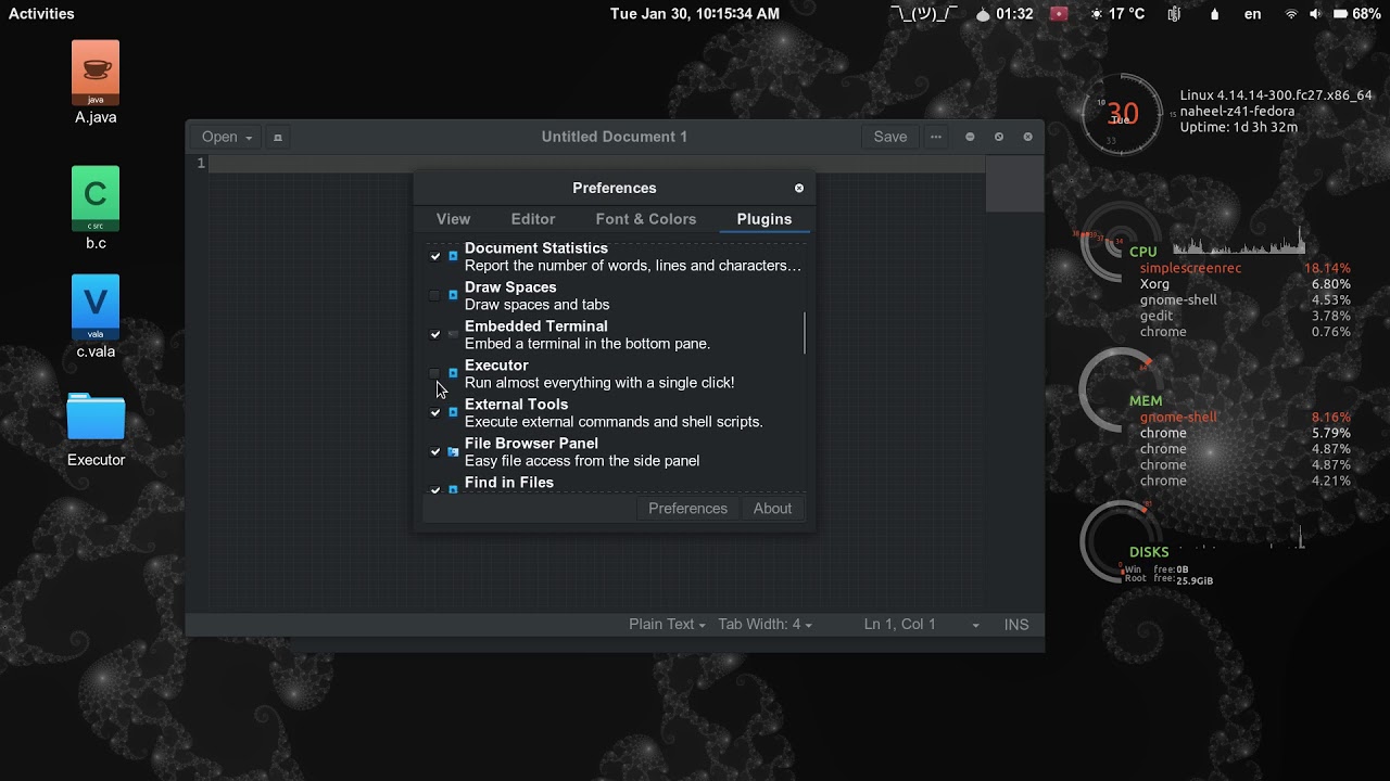 Executor with Gedit plugin