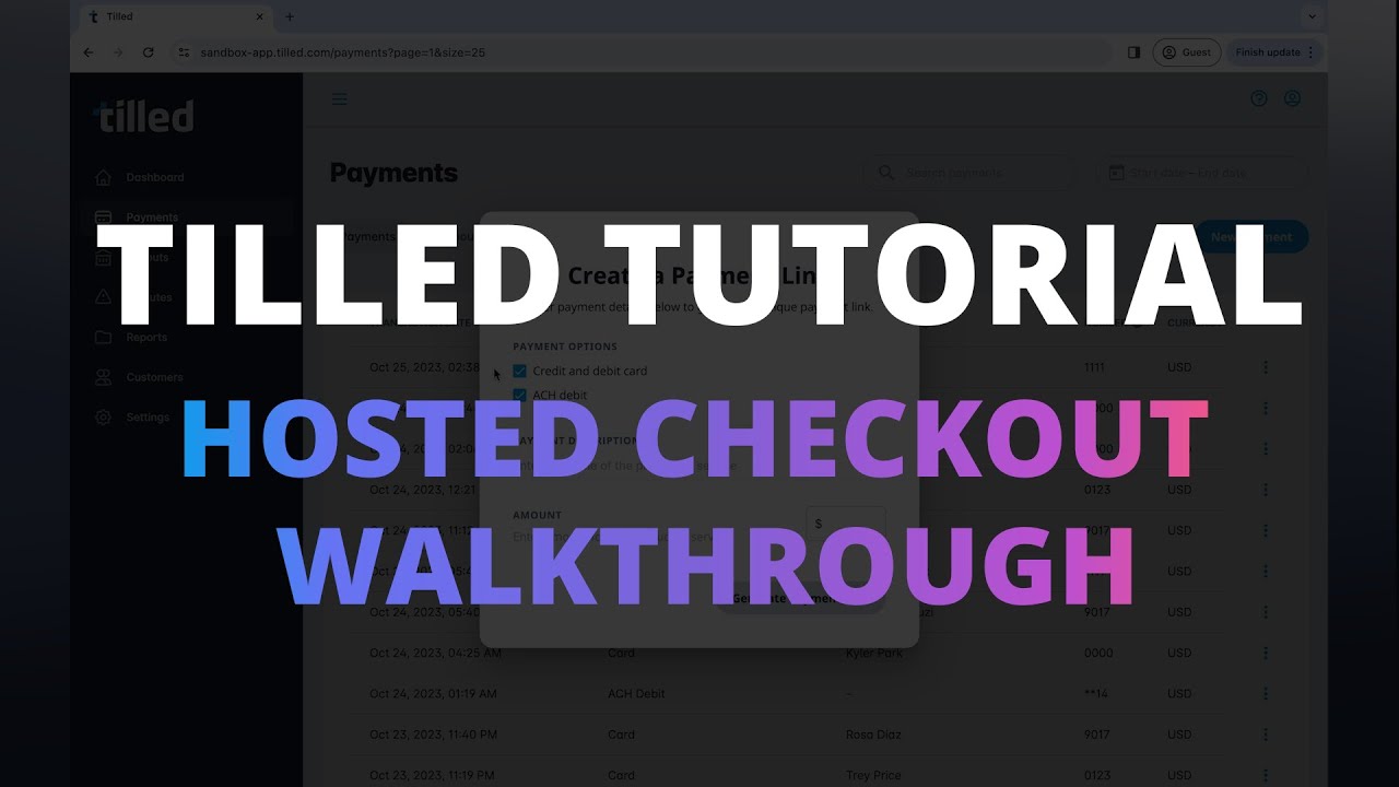 Tilled Tutorial: Hosted Checkout Payments Walkthrough