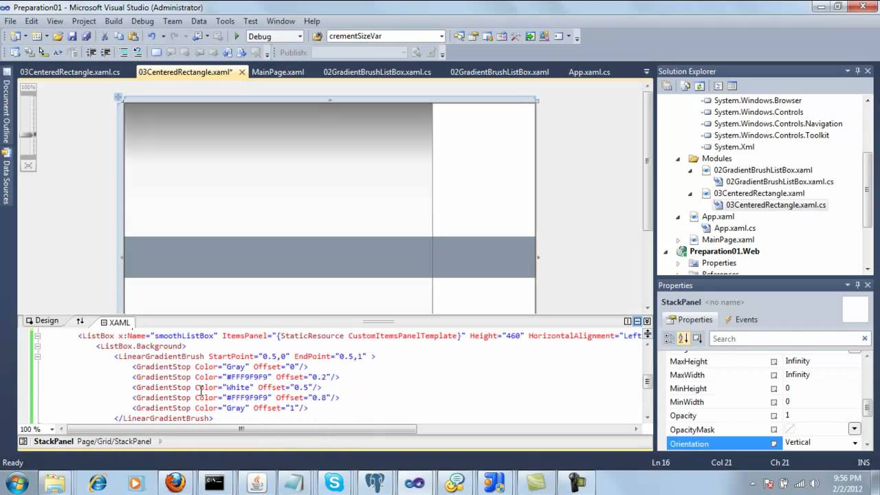 Silverlight: Add Centered Rectangle on ListBox