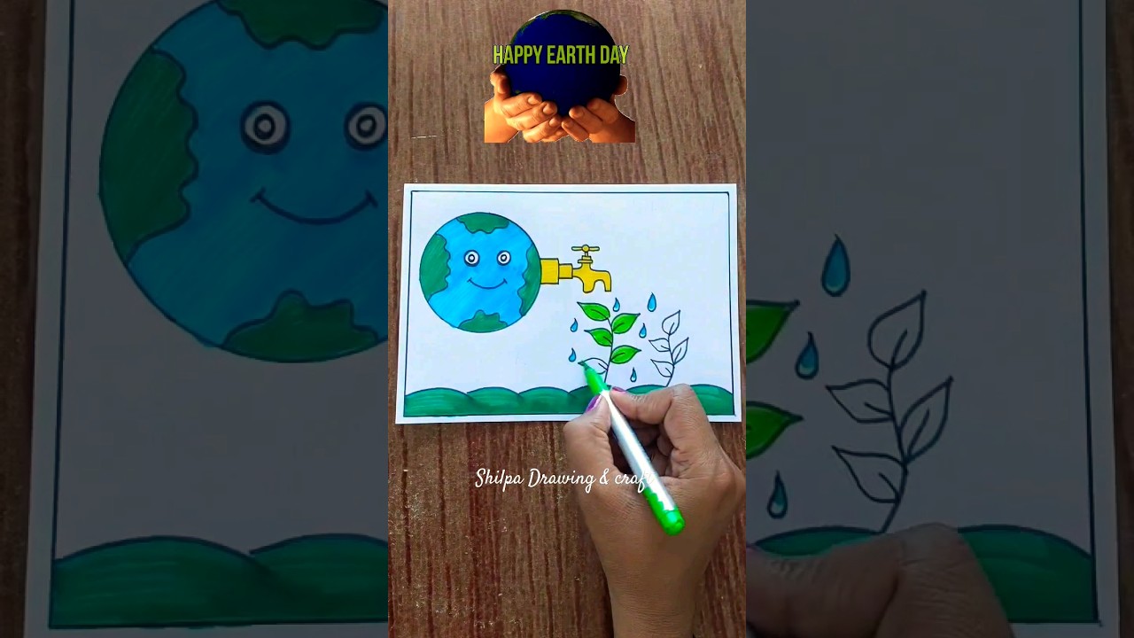 How to Draw world Earth Day Drawing/World Earth Day poster Drawing/earth Drawing easy steps #shorts