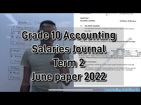 Grade 10 Accounting Term 2 | Salary Journal | June 2022 Exam paper