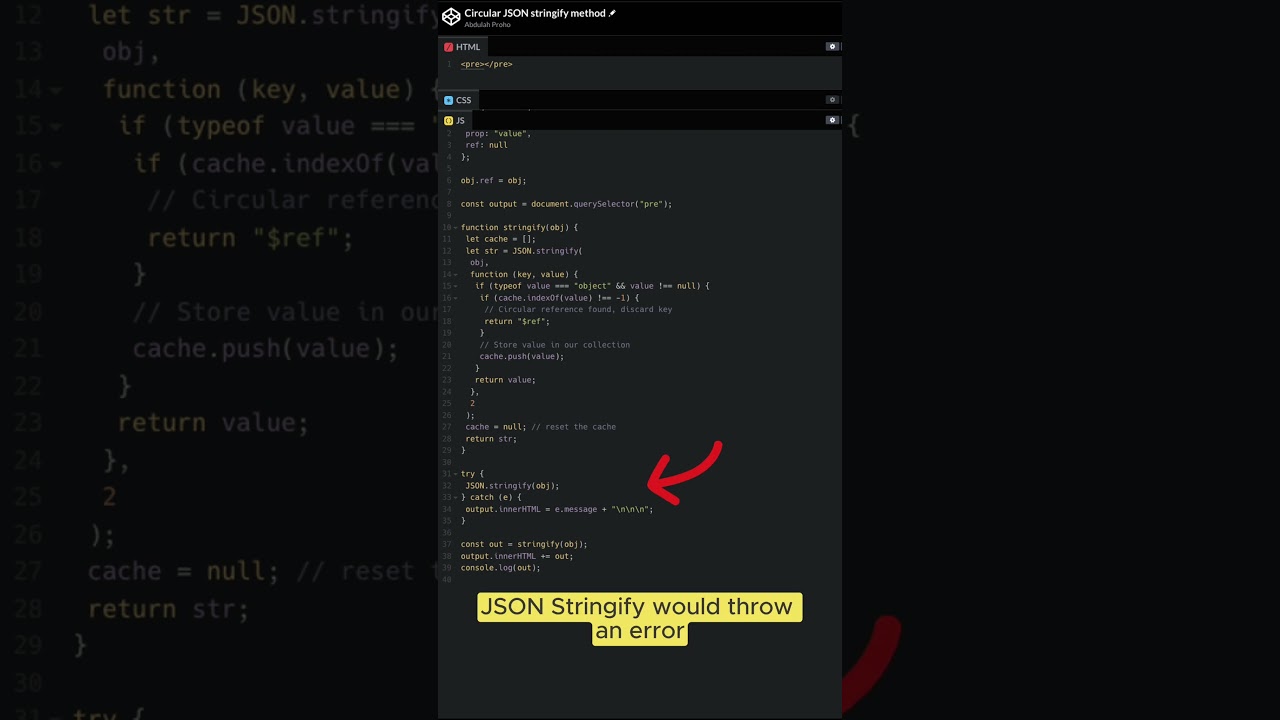 JSON.stringify Secrets: Circular Structures #programming  #coding #javascript #tips