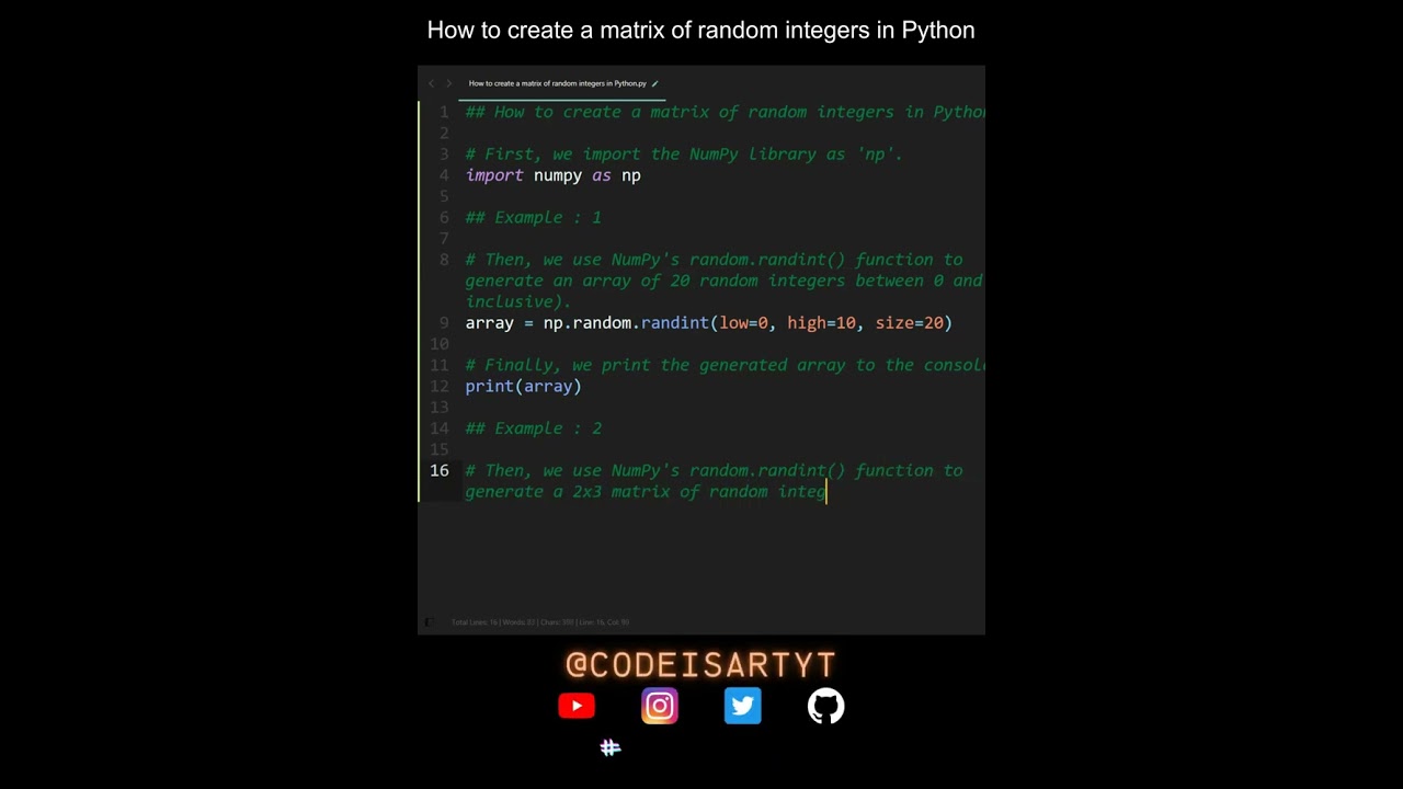 How to create a matrix of random integers in Python | Python Examples | Python Coding Tutorial