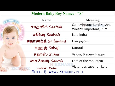 Modern Tamil Boy Names With S | ஆண் குழந்தை பெயர்கள் | Baby Names Tamil