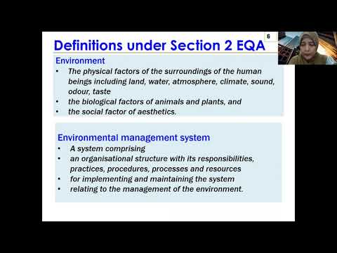 BIE2001 Week 11 Environmental Quality Act 1974