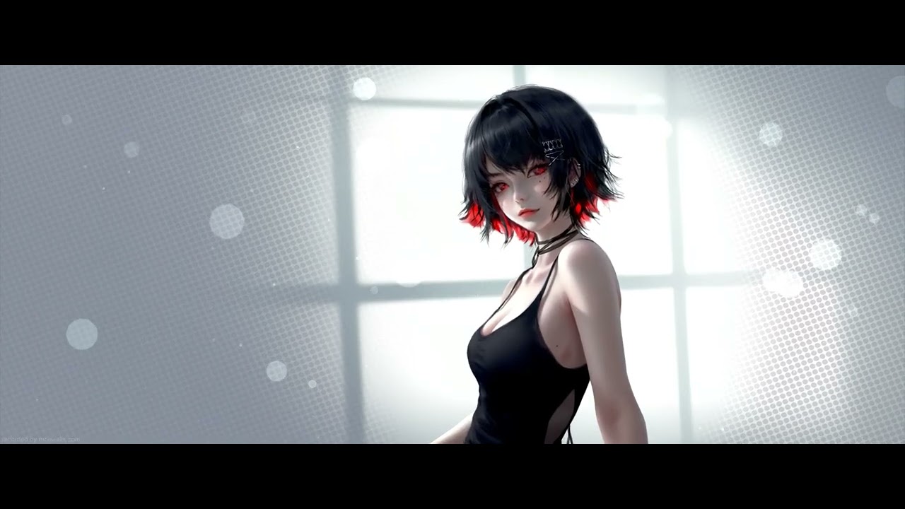 Touka Black to Red Hair Girl | Minimal White Background Live Wallpaper | 3 Hour Loop [4K]