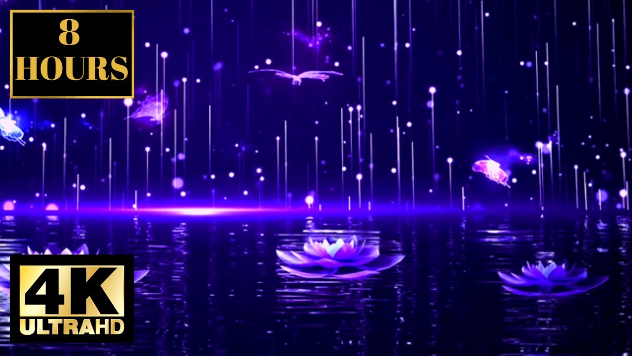 Magic Purple Water And Butterflies Wallpaper Screensaver Background With Relaxing Music For Sleep