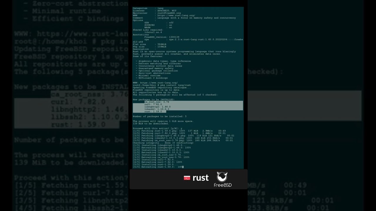 #FreeBSD: #rust Rust Programming Language Install [S1] #Shorts