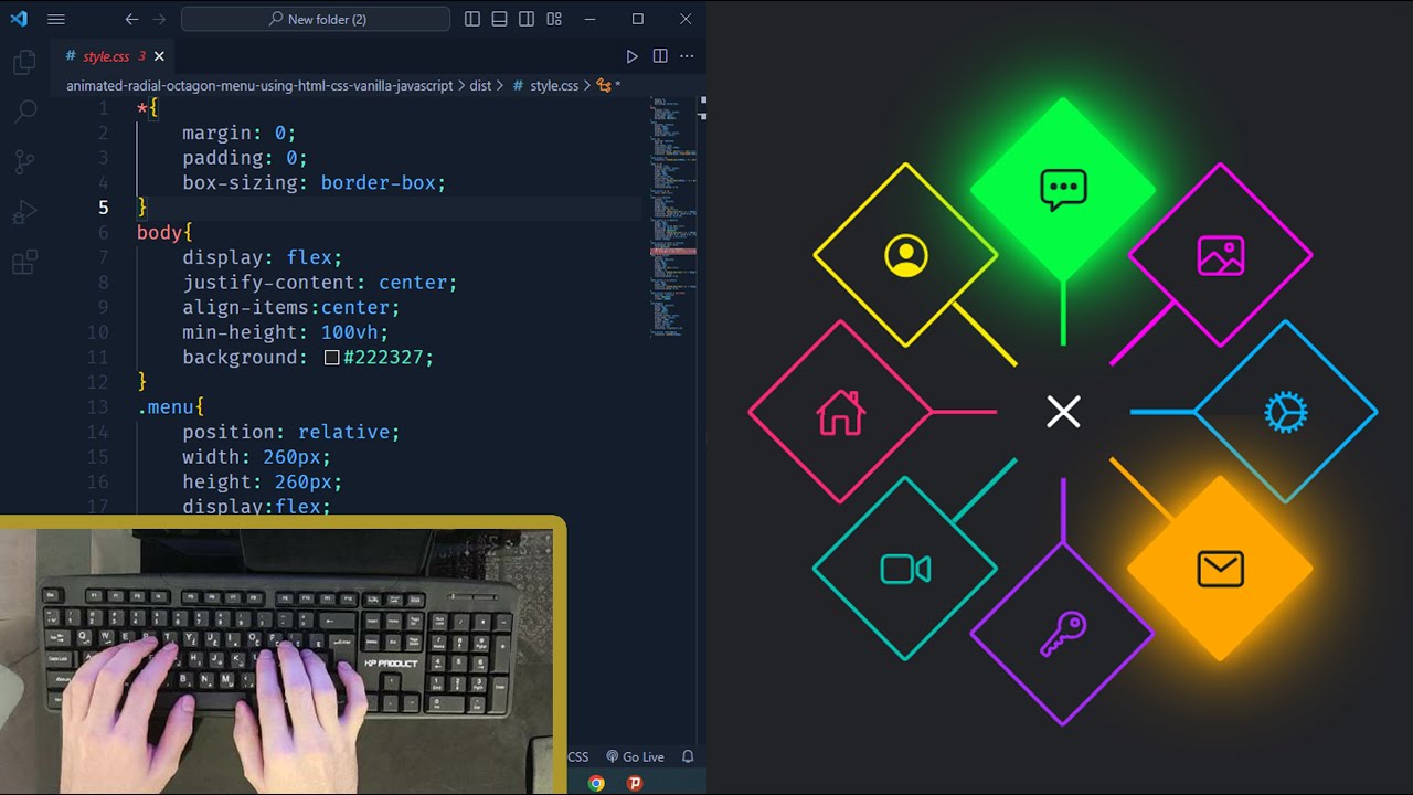 Create an Animated Radial Octagon Menu with HTML, CSS & JavaScript