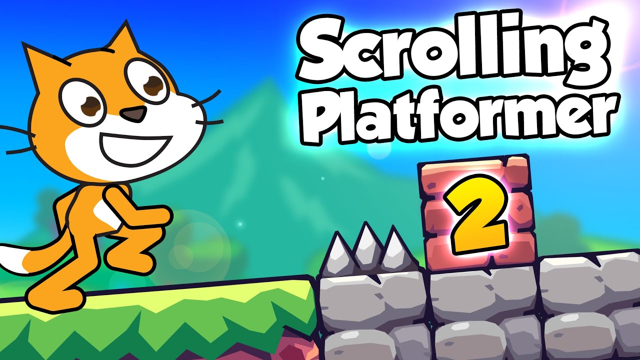 Scratch Tutorial - How To Make A SCROLLING PLATFORMER - Part 2 - Gravity