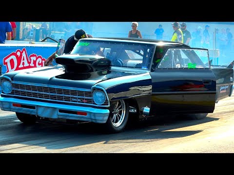 Chevy Nova SS vs Chevy Biscayne - Wild Drag racing 1/4 mile