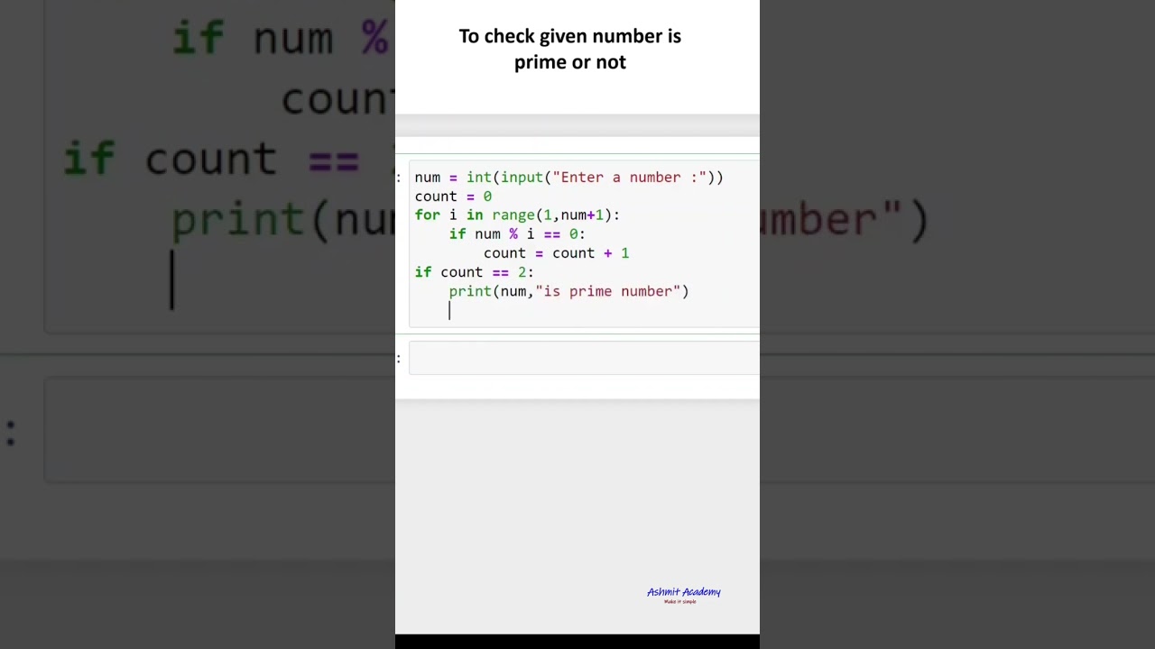 To check given number is prime or not in python ( python for beginners )