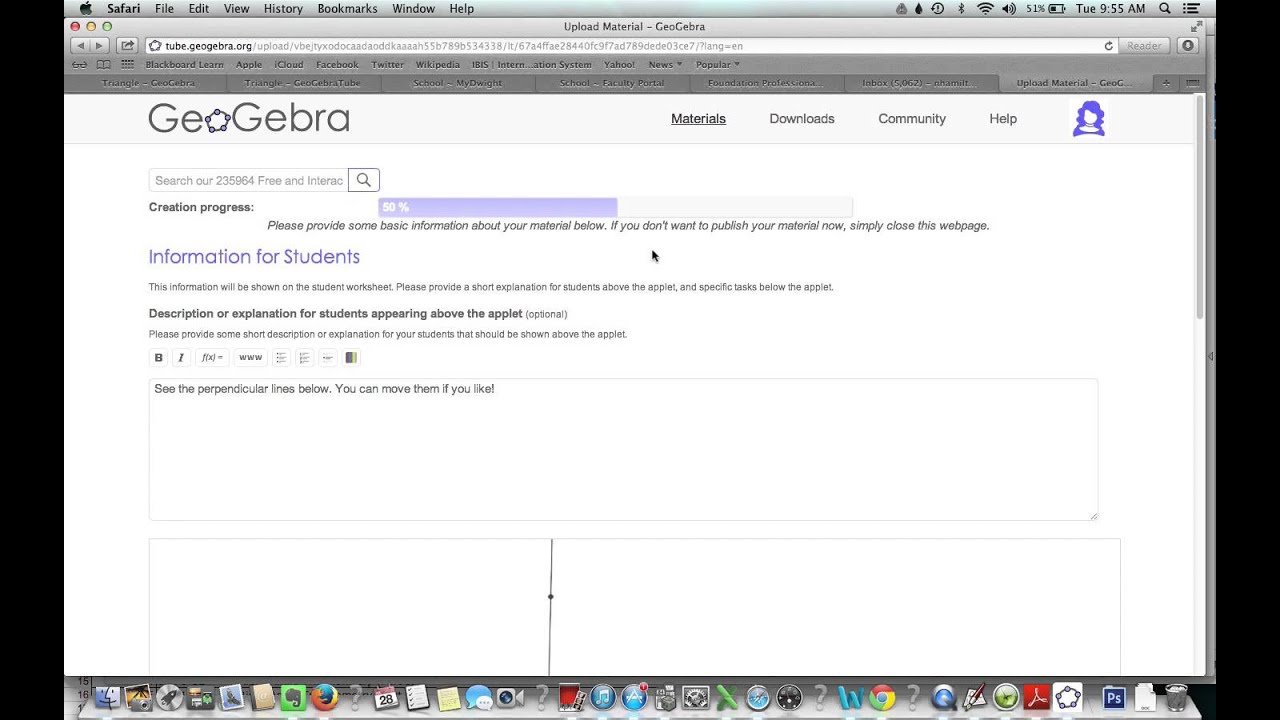 Embedding Dynamic Geogebra Constructions