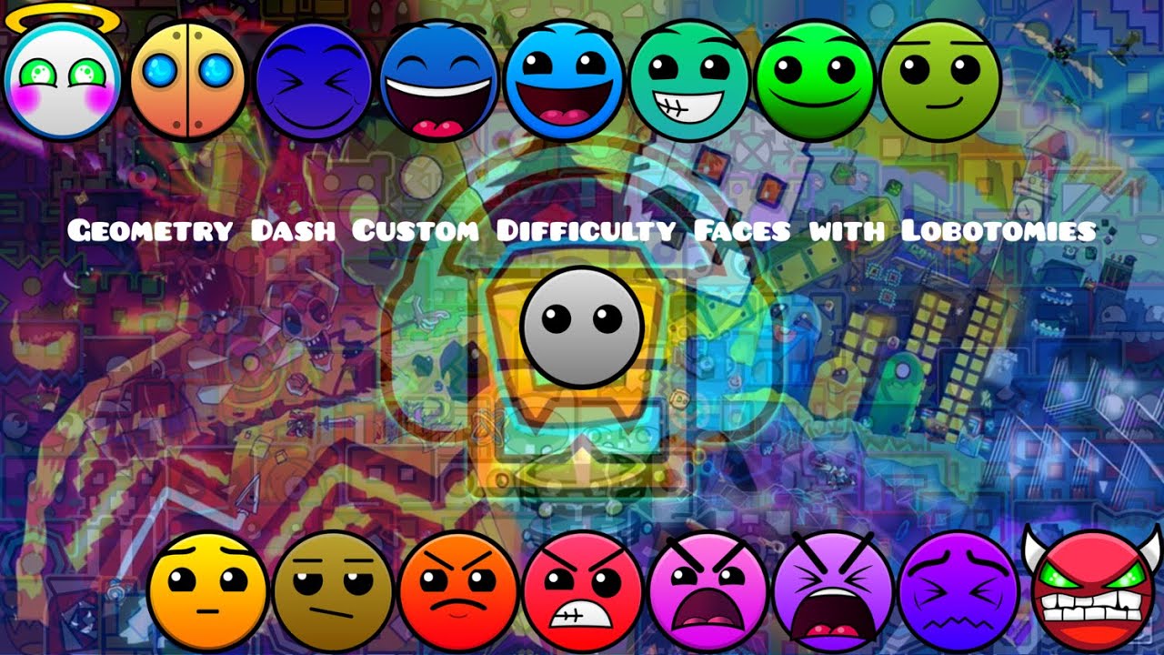 Geometry Dash Custom Difficulty Faces with Lobotomies (Version 8, FIXED)