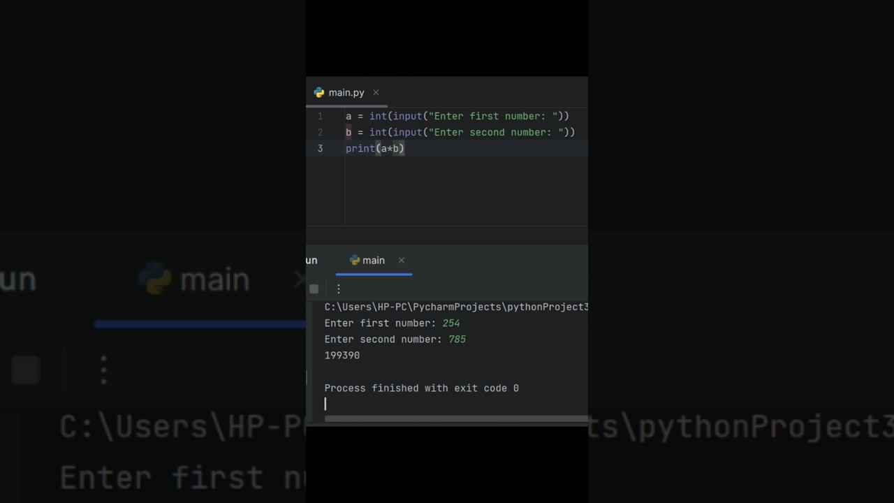 multiplication of two numbers #Python #pythonwithRK