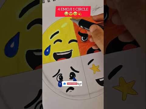 4 Emoji 1 Circle : 😂 #emoji #emojigame #emojidraw