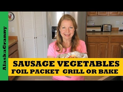 Sausage Foil Packets Hobo Dinner Sausage Vegetables Easy Meal Grill Oven Camping Prepping