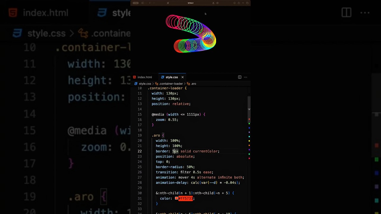 Colorful Circle Loader Animation Using HTML & CSS 🔄🎨 #coding  #programming  #css #animation