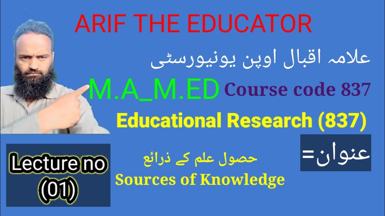Educational Research 837 |Sources of knowledge | Aiou 837 | #med #maeducation #837 | Lecture no 01