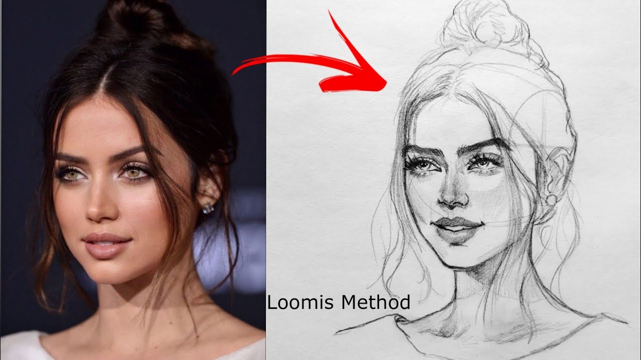 How to Draw Face easy beginner proportion tutorial | Ana de Armas