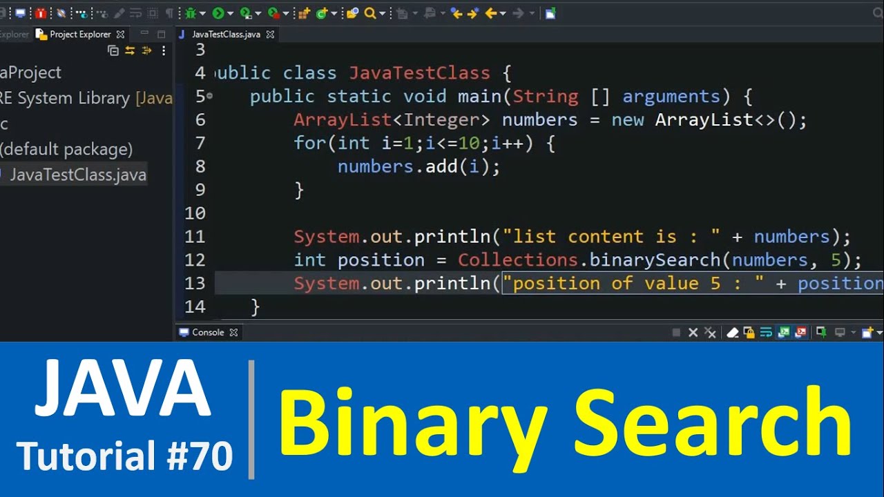 Java Tutorial #70 - Search Collections using binary Search Method