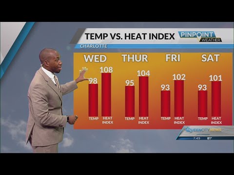 Dangerous heat in Carolinas; severe PM storms possible