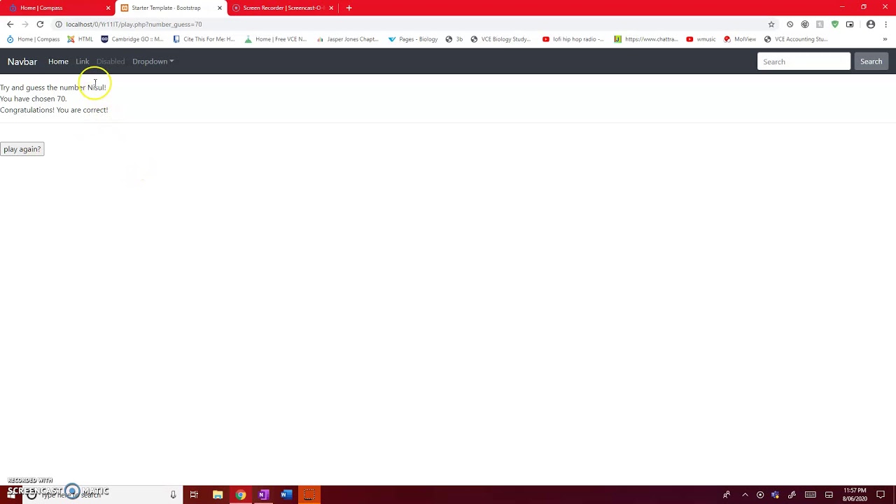 Guessing game in php