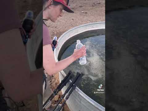 Getting water from Cow Troughs in the desert on the Continental Divide Trail