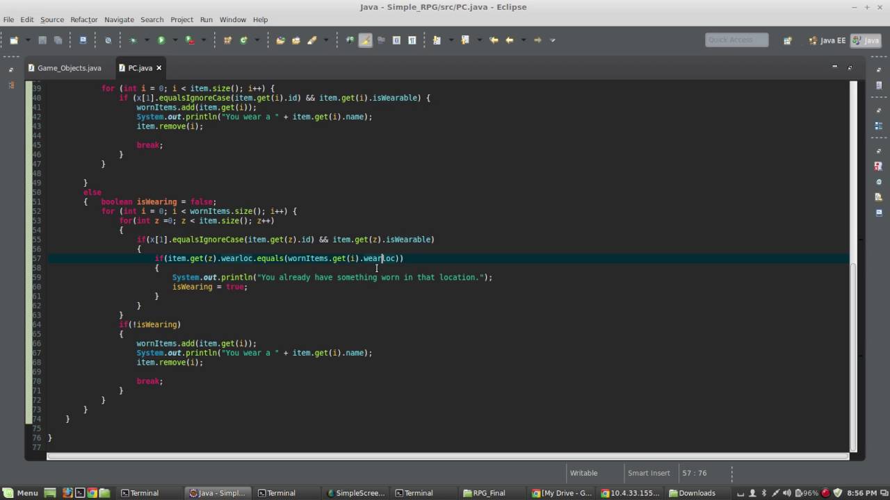 Java Tutorial: Build a Basic RPG (Wear and Remove Items) Part 7