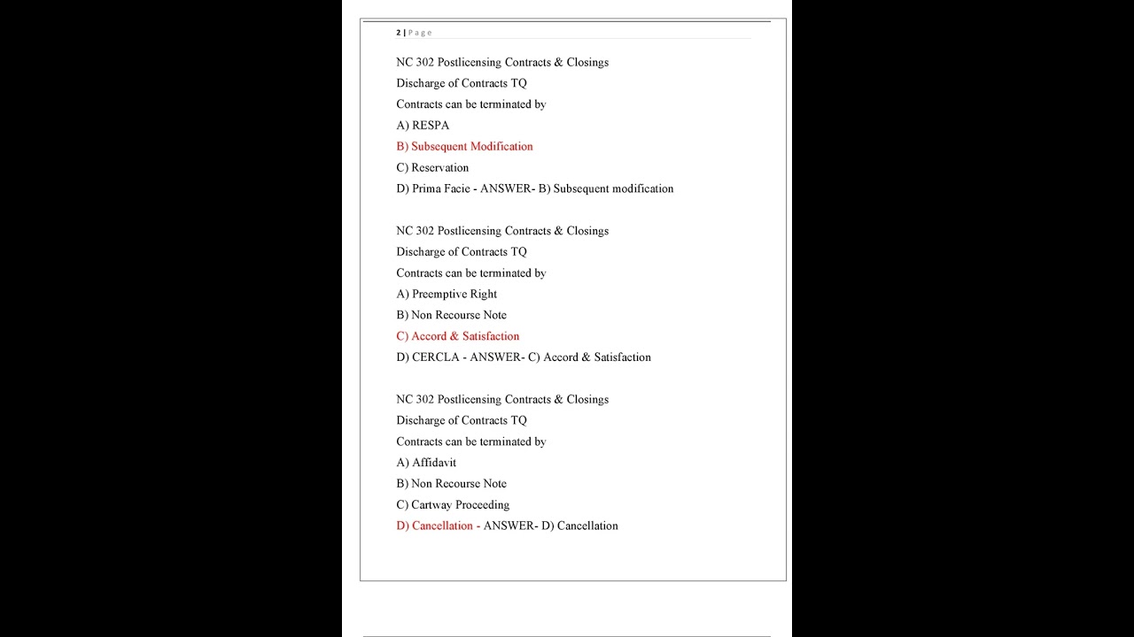 302 NC POST LICENSING EXAM CONTRACTS AND CLOSING NEWEST 2024 ACTUAL EXAM 400 QUESTIONS AND CORRECT D