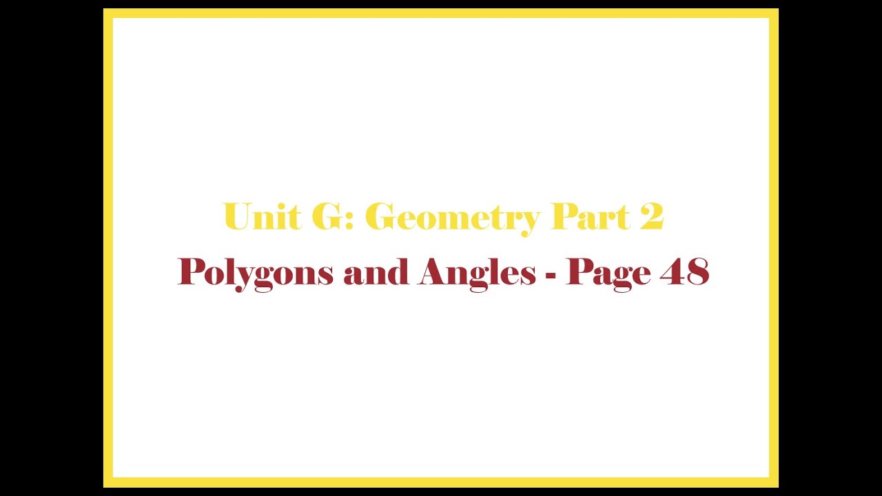 Unit G 3 Polygons and Angles