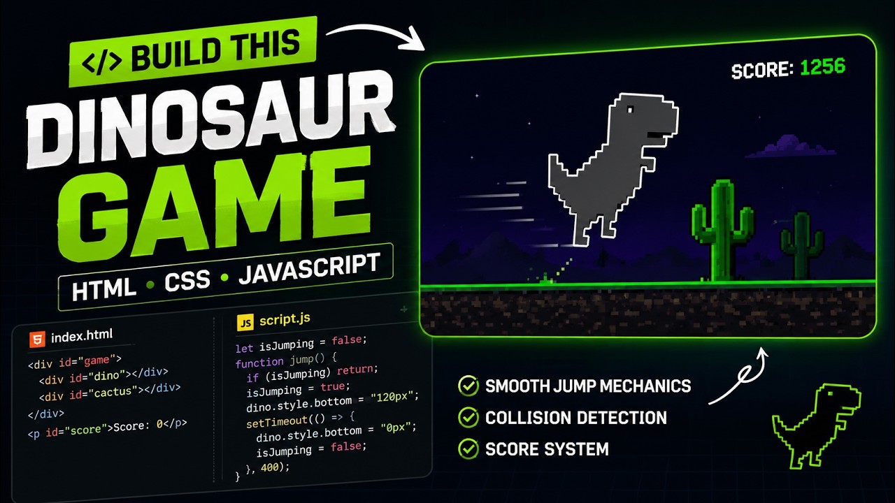 I Built a Modern Dinosaur Game with HTML, CSS & JavaScript