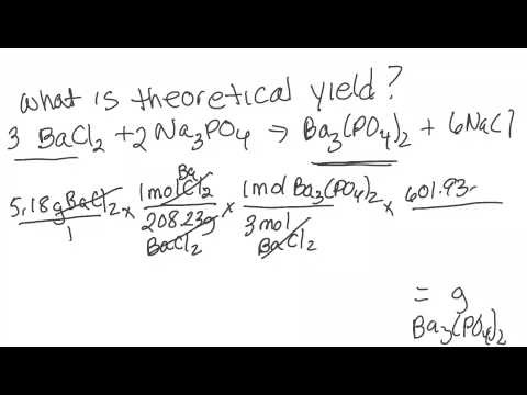 Theoretical yield - experimental yield - % yield