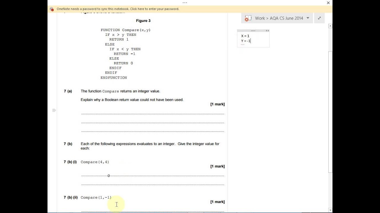 Q7b: Pseudocode, Algorithms and Functions