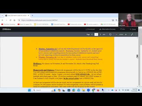 FALL 2024 MATH 250B SYLLABUS VIDEO