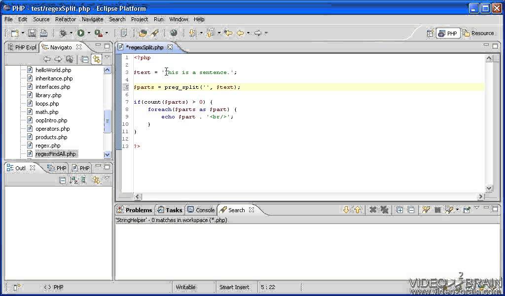 PHP5: 19-Splitting Text preg split.