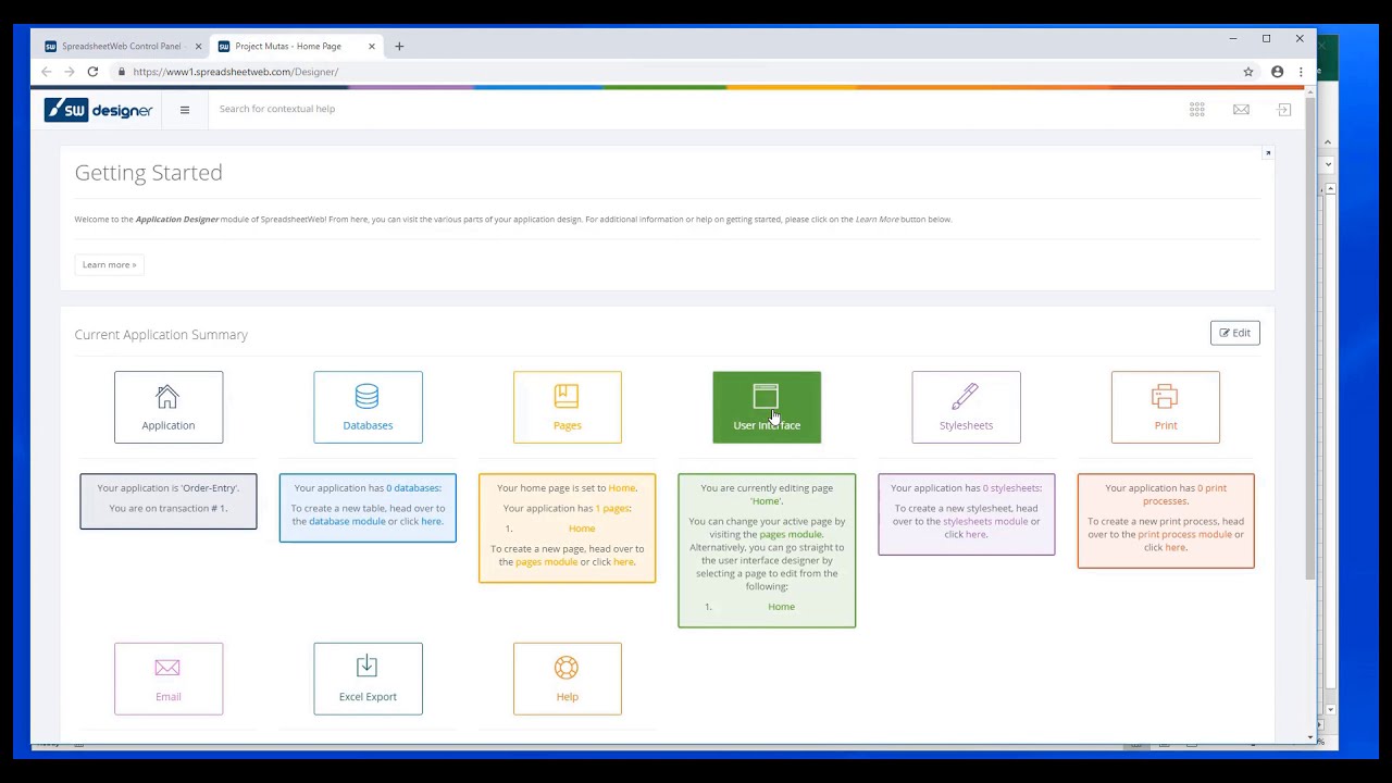 Create a New Application on SpreadsheetWeb